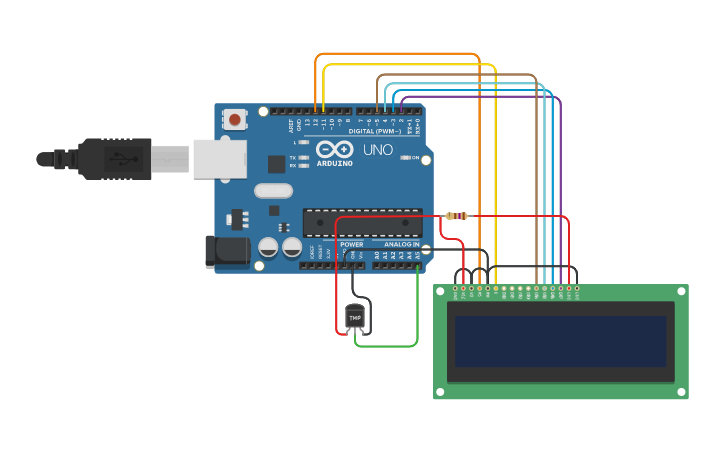 Circuit design Temperature tmp36 sensor with Arduino - Tinkercad Circuit design Temperature tmp36 sensor with Arduino - Tinkercad