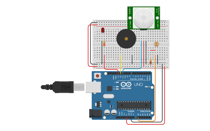 Circuit design Simple alarm system - Tinkercad