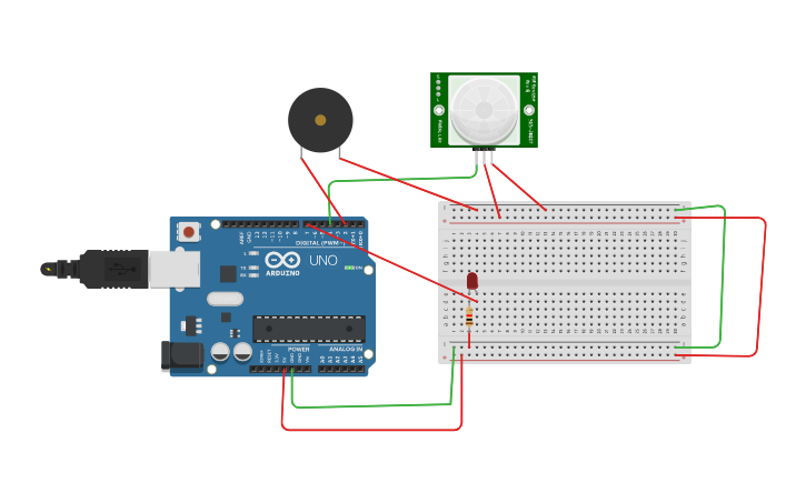 Circuit design BT18CS028-Motion sensor | Tinkercad