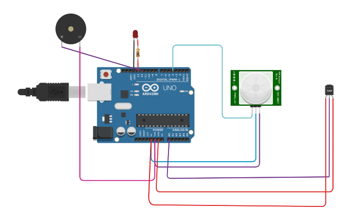 Circuit Design Gas Leakage Monitoring Tinkercad