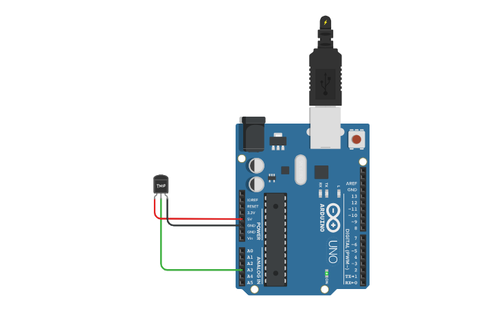 Circuit design TMP36/LM35 interfacing with arduino - Tinkercad