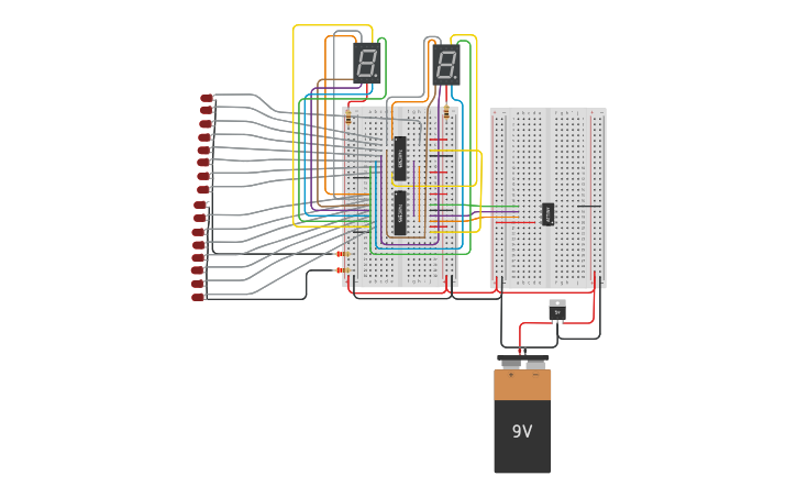 Circuit design 2 Digit counter | Tinkercad