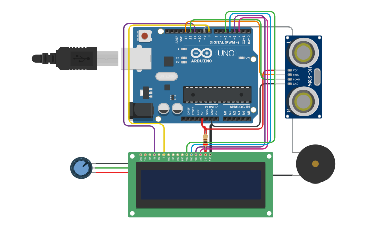 Circuit design Ultrasonic - Tinkercad