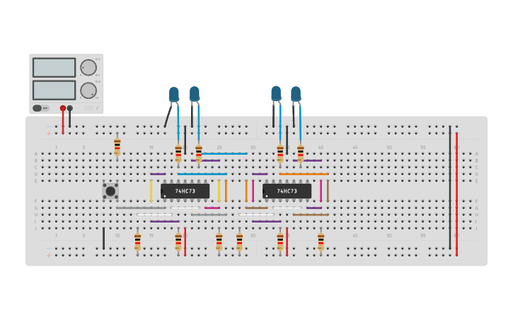 Circuit Design 4 Bit Asynchronous Counter Tinkercad