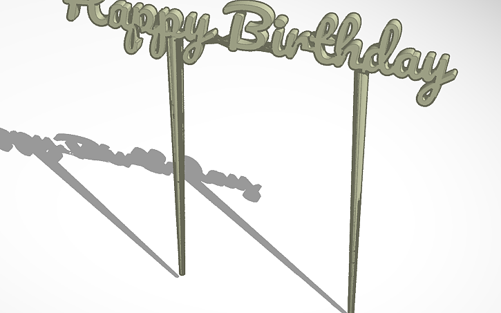 3D design Happy Birthday Cake Topper - Tinkercad