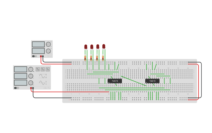 Circuit design asynchronous down counter - Tinkercad
