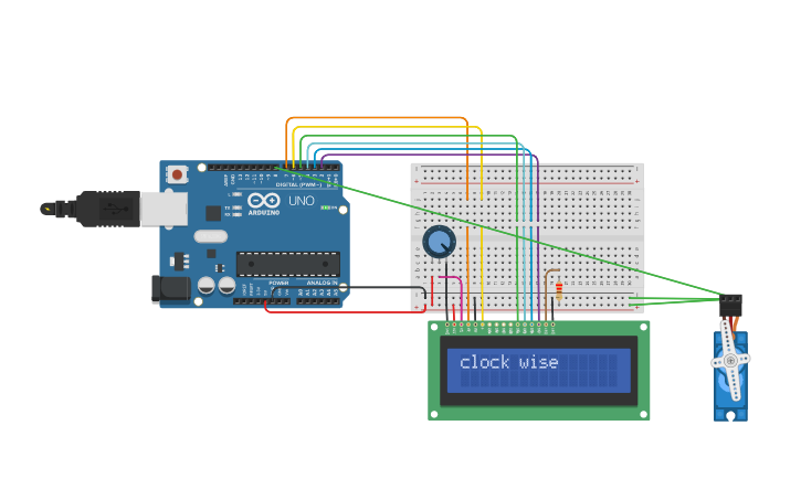 Circuit Design Lcd And Servo Motor Tinkercad