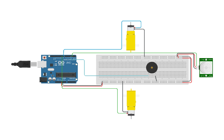 Circuit design detector de obstaculos - Tinkercad