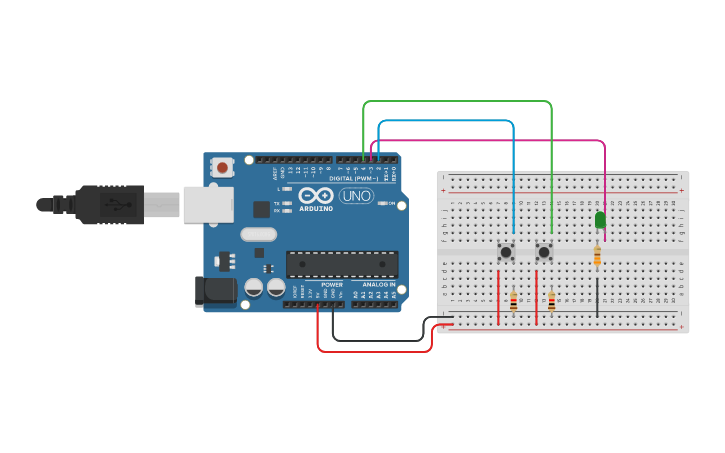 Circuit design PRACTICA IF ELSE | Tinkercad