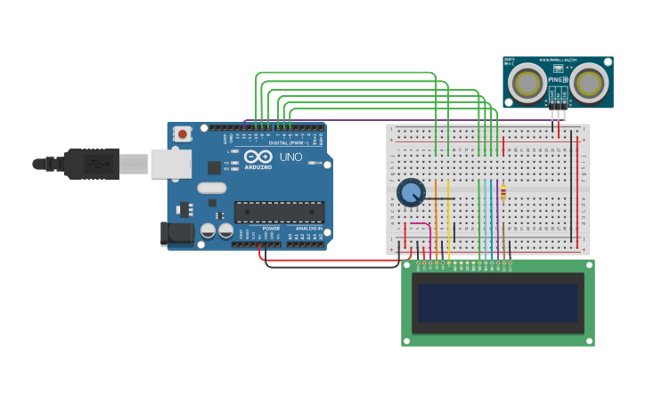 Circuit design SENSOR DE DISTANCIA CON ARDUINO - Tinkercad