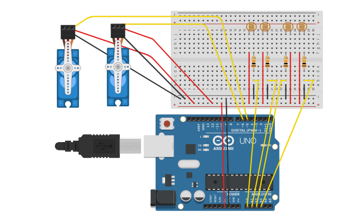Circuit design Sun Tracker - Tinkercad