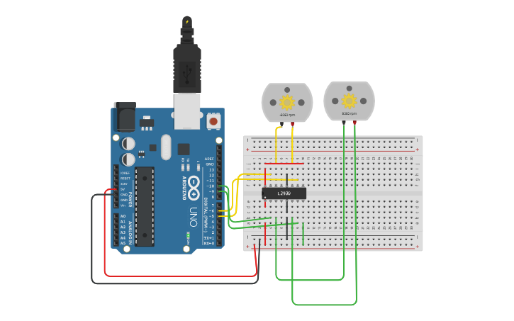 Circuit design Copy of using motor driver | Tinkercad