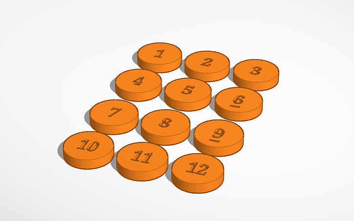 3D design Round Counters 1-12 - Tinkercad