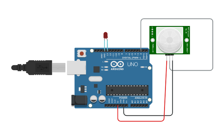 Circuit Design Pir Sensor With Arduino Tinkercad 0566