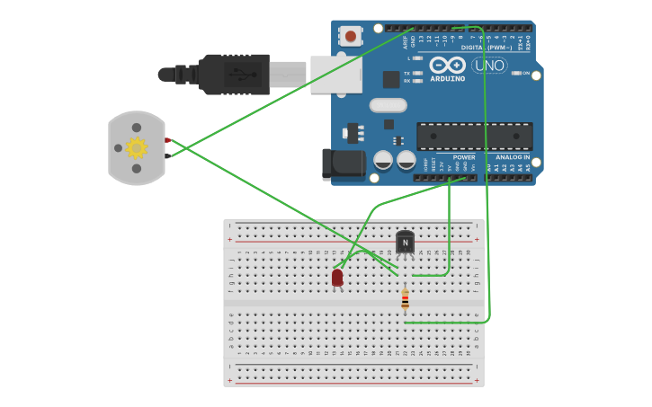 Circuit design dc motor - Tinkercad