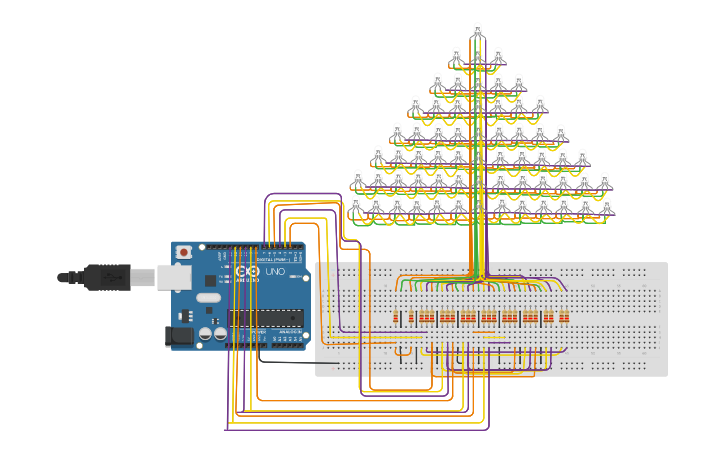 Circuit design Christmas Tree - Tinkercad