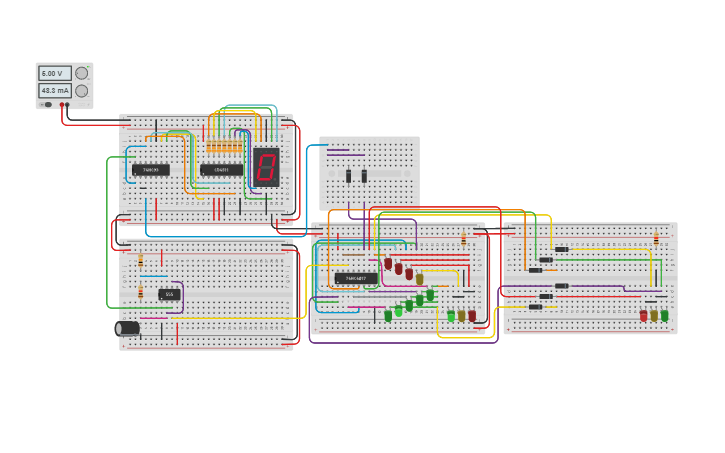 Circuit design Cruce con dos semaforos - Tinkercad