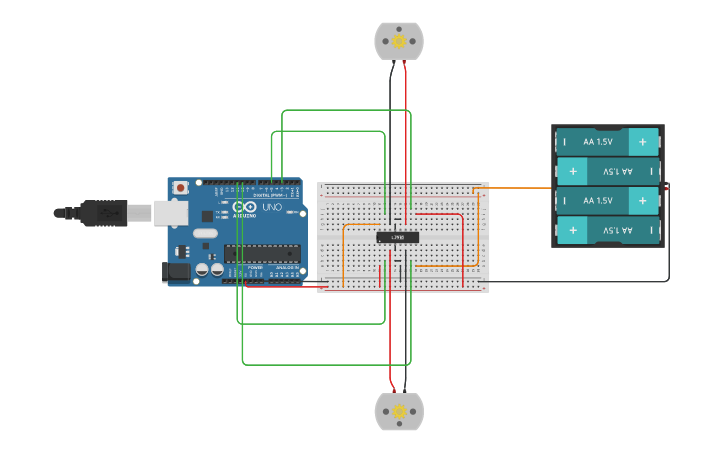Circuit design L293d arduino - Tinkercad
