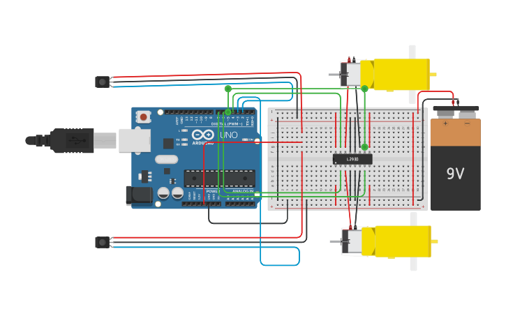 Circuit design Mini Project(Line Following Robot) M-6.3.2 - Tinkercad