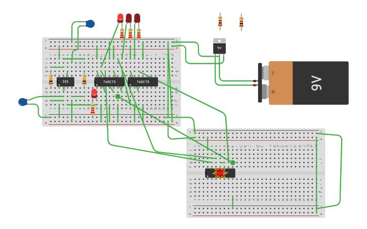 Circuit Design Asynchronous Counter 3 Bit J K Flip Flop Tinkercad