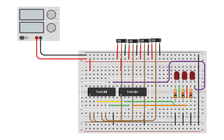 Circuit design Putinun IC74LS00,IC74LS04 | Tinkercad