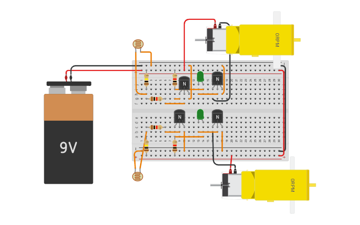 Circuit design SEGUIDOR DE LUZ - Tinkercad