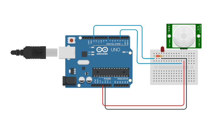 Circuit design IR obstacle avoidance sensor - Tinkercad