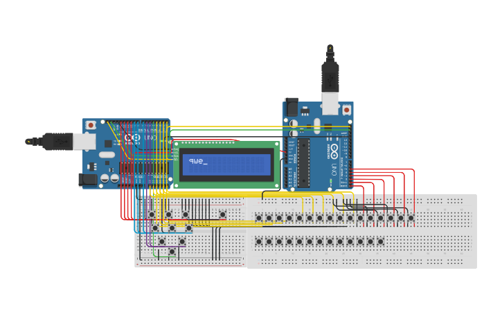 Circuit design LCD with button keyboard - Tinkercad