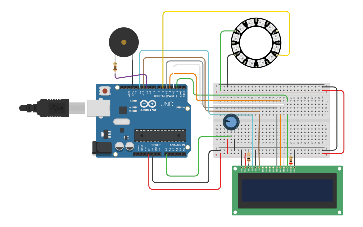 Circuit design sensor de fluxo de água - Tinkercad