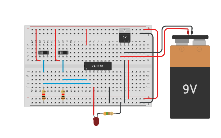 Circuit design 74LS08 AND Gate | Tinkercad