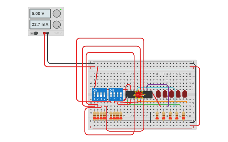 Circuit Design 4 Bit Adder Tinkercad