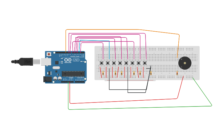 Circuit design MUSICA CON ARDUINO - Tinkercad