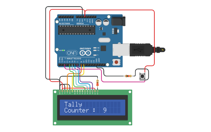 Circuit design Tally counter - Tinkercad