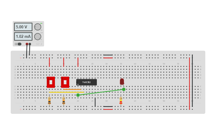 Circuit design Porta Lógica NOR - Tinkercad