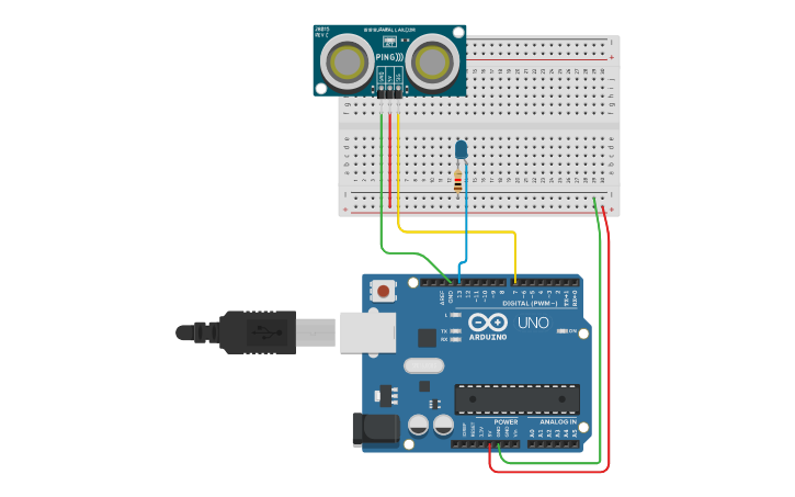 Circuit design Distance Sensor - Tinkercad