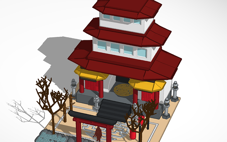 3D design Japanese Temple - Tinkercad