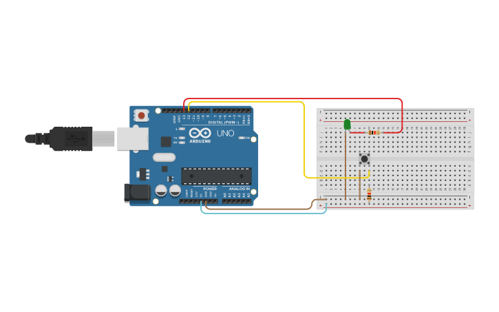Circuit design Controlling LED using a Push Button - Tinkercad Circuit design Controlling LED using a Push Button - Tinkercad