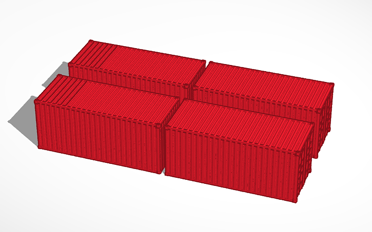 3D design H0 scale 20ft Container x4 - Tinkercad