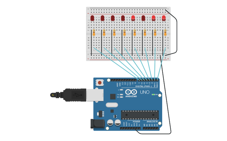 Circuit design Learning Binary - Tinkercad