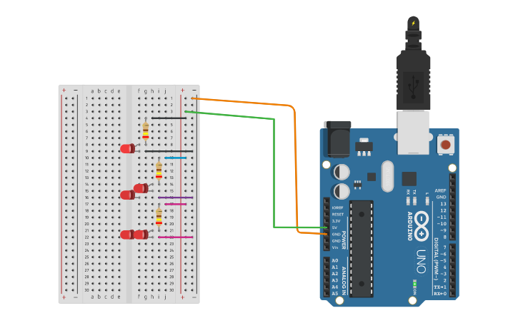 Circuit design Circuito em serie e paralelo- Arduino - Tinkercad