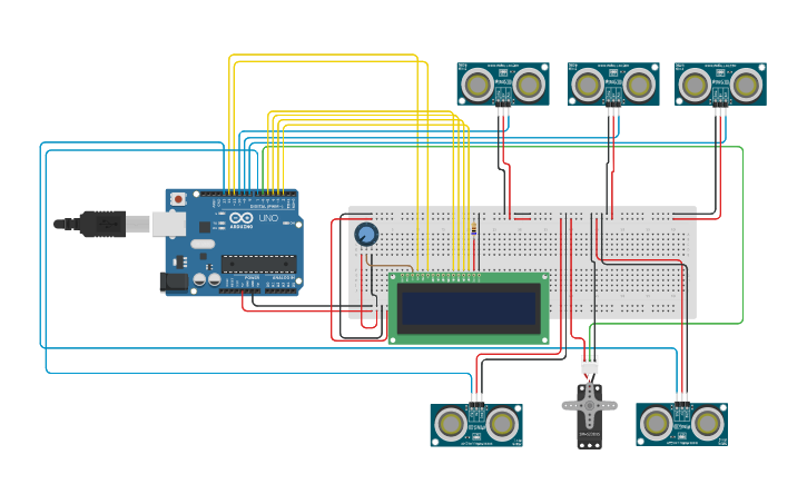 Circuit design car parking system - Tinkercad
