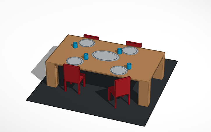 3D design Dinner Table is Set - Tinkercad