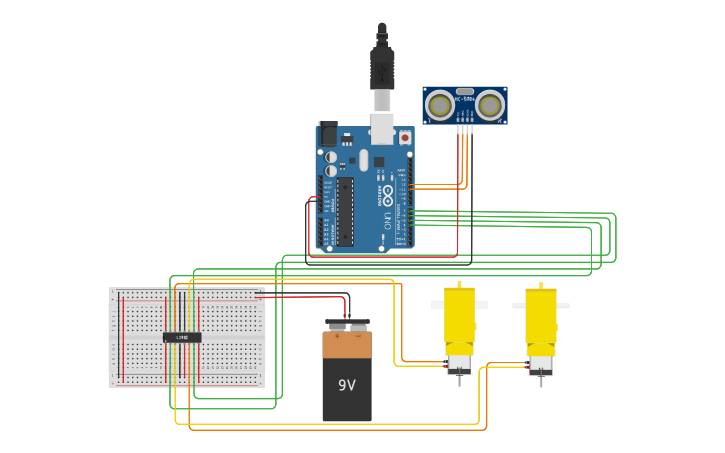 Circuit design Obstacle Avoidance Robot | Tinkercad