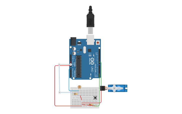 Circuit design sun tracking solar panel - Tinkercad