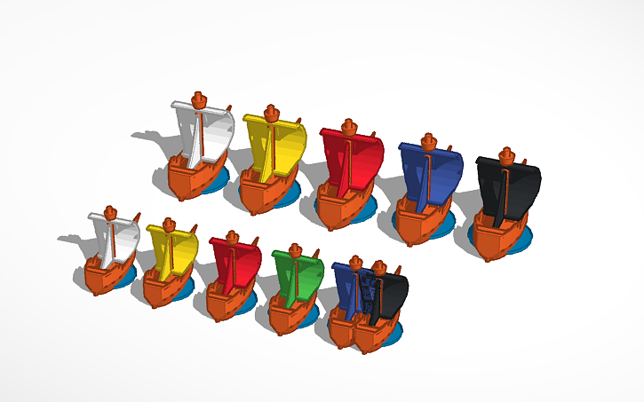 3D design Pirate Ship Single Mast Large and Small - Tinkercad