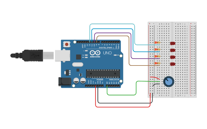 Circuit design Solution of assignment 4: Bar graph | Tinkercad