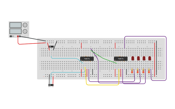 Circuit design shift resistor | Tinkercad