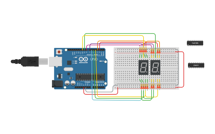 Circuit design 2 led 7 segment 1 - Tinkercad