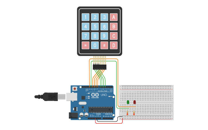 Circuit design P2.4 Control Keypad 4x4 - Tinkercad