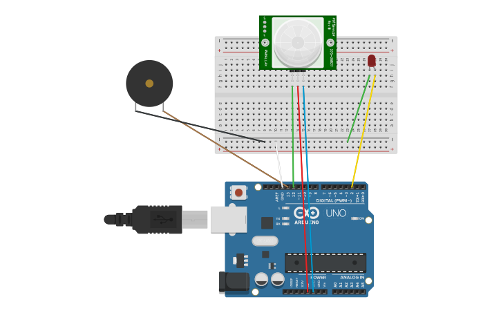 Circuit design PIR sensor 62711570 | Tinkercad